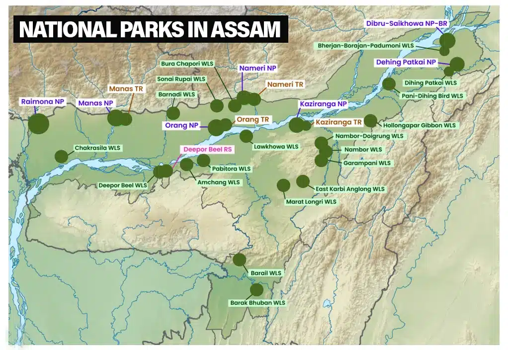 National Parks in Assam, Tiger Reserves, Wildlife Sanctuaries