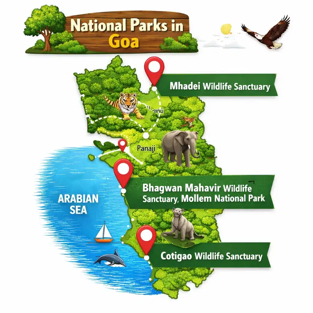 National Parks in Goa, Map, Sanctuaries, Reserves, Ramsar Sites